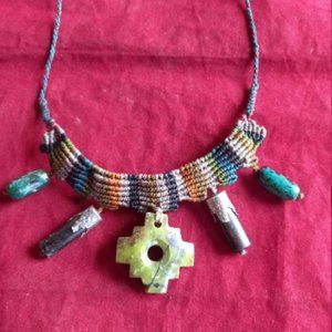 Jewelry | Peruvian Necklace Woven In Macrame Thread And Natural Stone ...